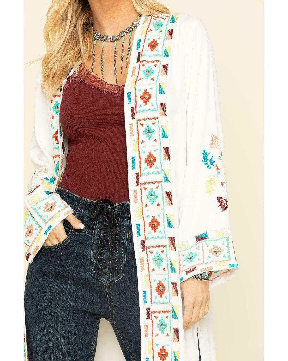 WRANGLER Retro XXXL Embroidered Western Long Duster Jacket Cardigan Top ...