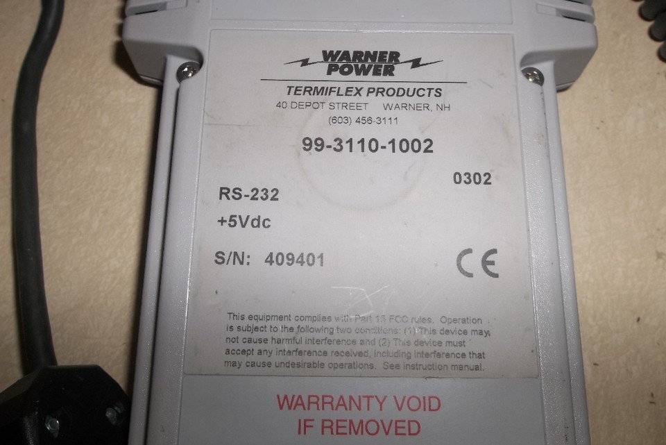Warner Power 99-3110-1002 Model RS-232 Hand Held Control Display Unit ...