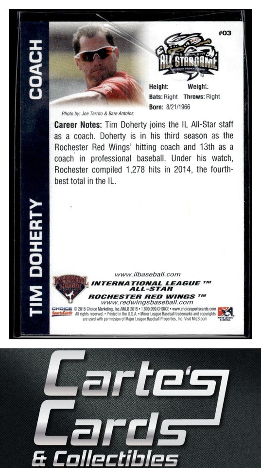 Tim Doherty 2015 Choice International League #3 TTM/IP Signed ...