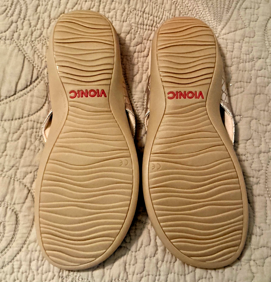 VIONIC BELLA Rose Gold Metallic Croc Toe Post Sandal 9 | eBay UK