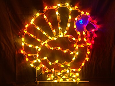 Large Outdoor Fall Thanksgiving Turkey LED Lighted Wireframe Decoration ...