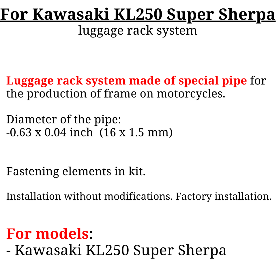 For Kawasaki KL 250 Super Sherpa Luggage rack system KL250G Pannier ...
