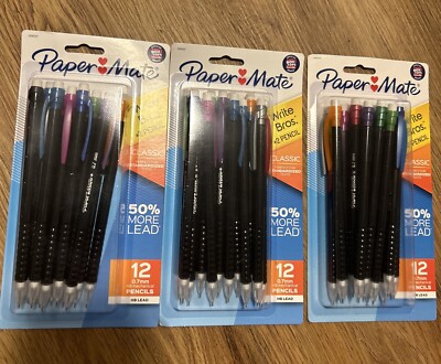 3 Packs 12: PaperMate Write Bros #2 Classic Mechanical Pencils 0.7mm 6C ...