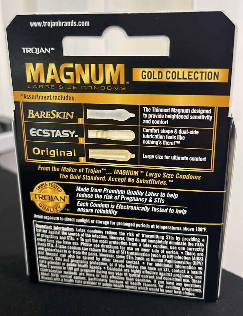 2x Trojan Magnum Gold Collection Condoms - Assorted 3 pack each exp 07/ ...