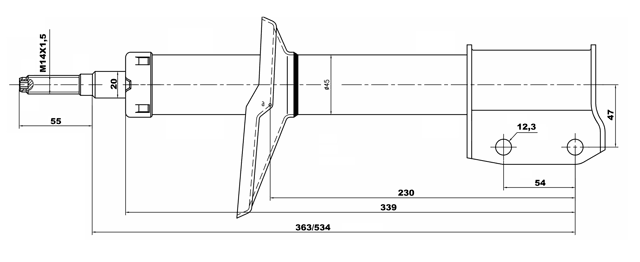Front Shock Absorber Gas.Twin Tube Fits Renault 338713, 543022344R ...