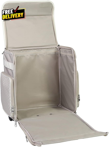 Collapsible Rolling Craft Bag Tan Wheeled Scrapbook Tote for ...