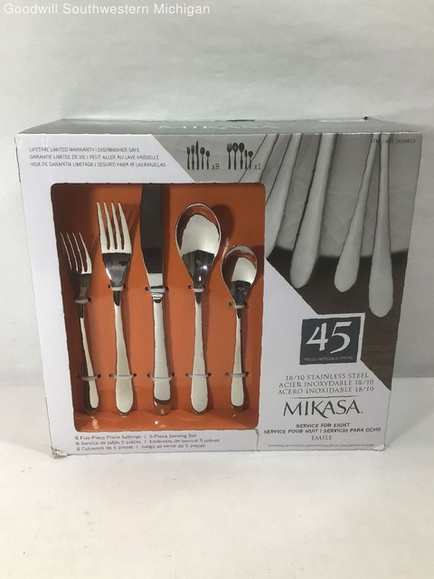Mikasa Emile 18/10 Stainless Steel 45-Piece Flatware Set Service for 8 ...