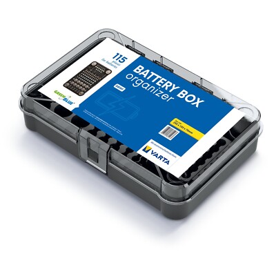 Battery Storage Organizer Case 115 Slots Wall Mountable Clear Lid Varta ...