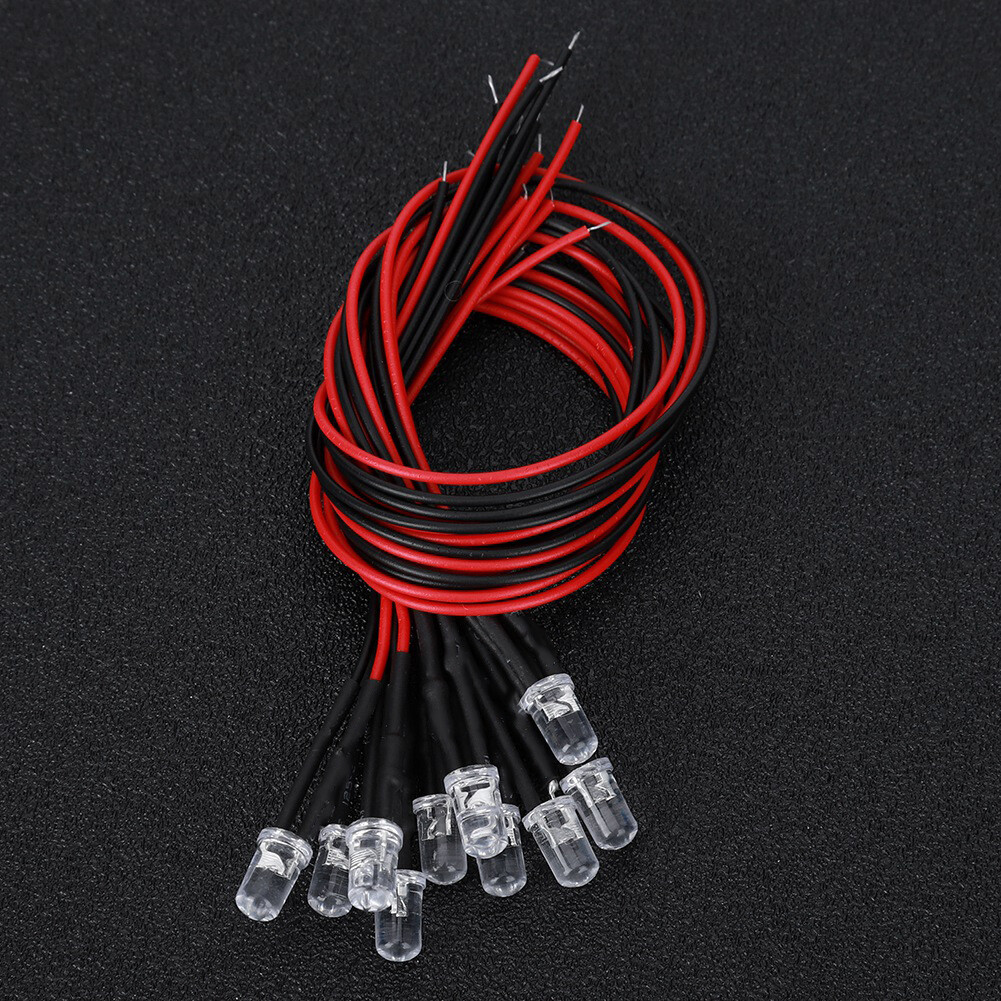 12V LED Light Emitting Diodes Wired Kit With 5mm Round Highlight Light ...