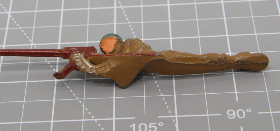 Vintage Barclay Manoil Toy Soldier - Prone With Red Machine Gun Green ...