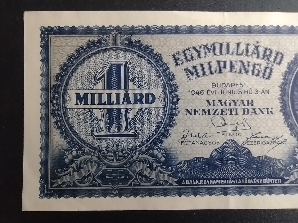 1946 Hungary 1 000 000 000 Milpengo Banknote Inflation Series V77 | eBay