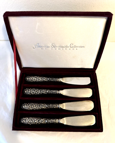 VTG American Silversmiths Godinger 4 Silverplated Butter Knives Ornate ...