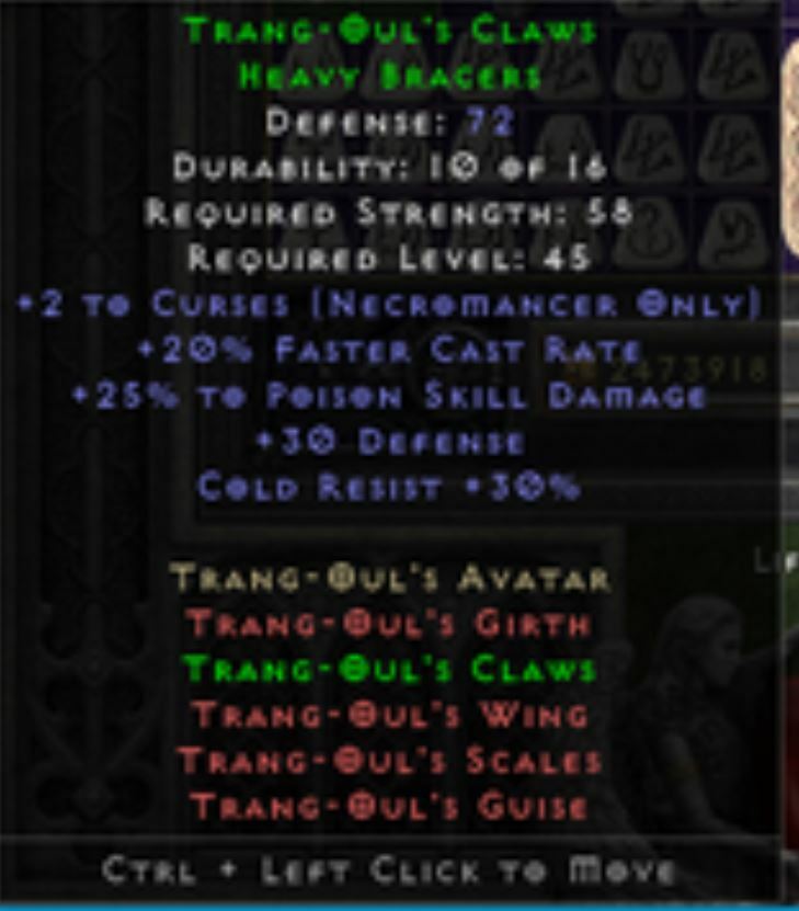 Diablo 2 Resurrected Trang-Oul's Claws Gloves 20% FCR Necro -D2R- PC NL ...