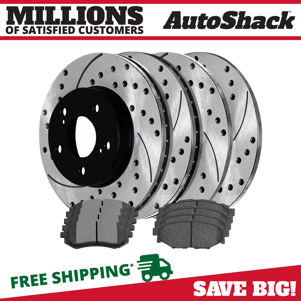 Front Rear Drilled Slotted Rotors & Pads for Subaru Outback Forester ...