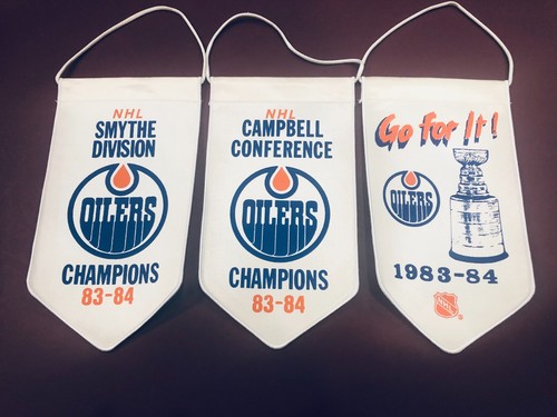 Vintage Original NHL 1984 Edmonton Oilers Stanley Cup Banner Set of ...