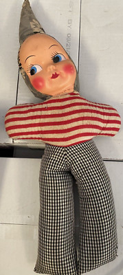 18" handmade vintage cloth stuffed 1940 carnival prize rag doll plastic ...