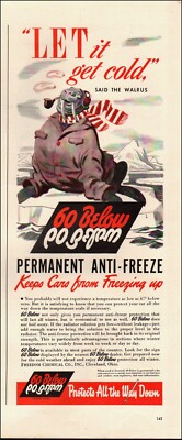 1942 Vintage ad 60 Below retro Antifreeze Art Walrus WWII 10/12/22 | eBay