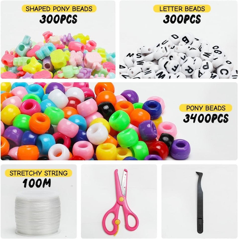 4000pc Colorful Pony Beads for Creative Jewelry Making & Projects | eBay