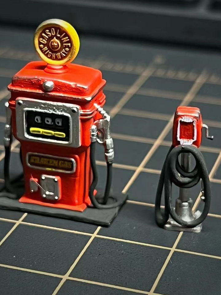 Diorama 1/64 Vintage Gas Station Model Petrol Pump Scene Display Props ...