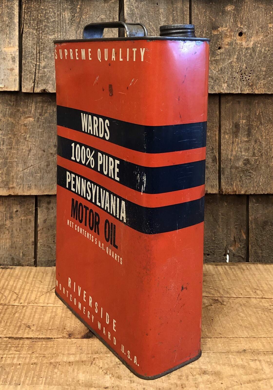 Vintage WARDS Motor Oil Riverside Montgomery Ward Gas Station 5 Quarts ...