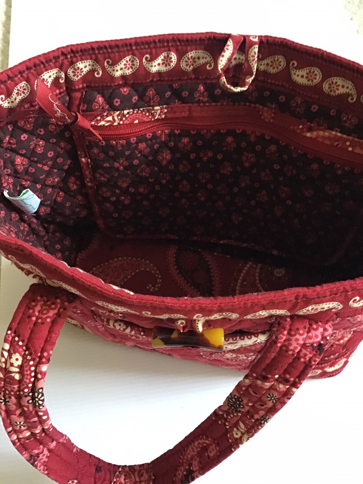 Vera Bradley Retired Mesa Red Paisley Toggle Tote Sma… - Gem