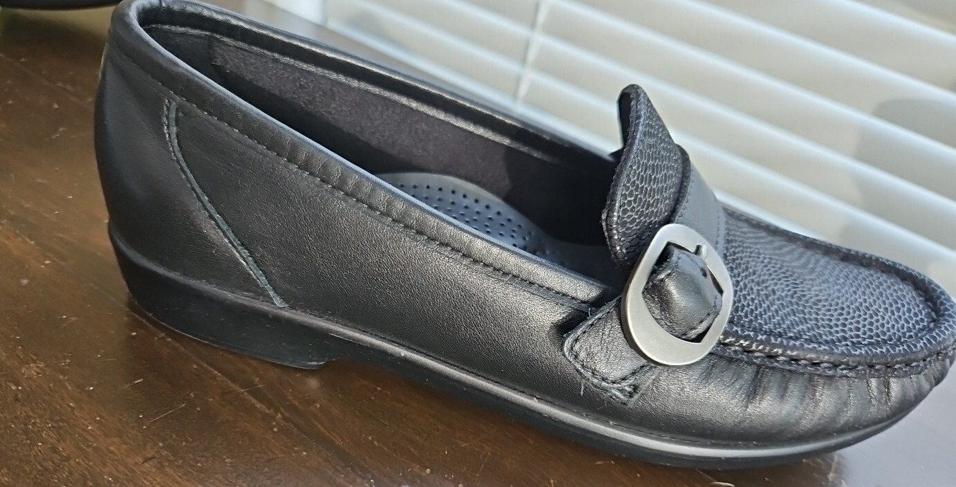 SAS FLATS LOAFERS SLIP-ONS Tripad Comfort Pebbled BLACK 6.5M USA ...