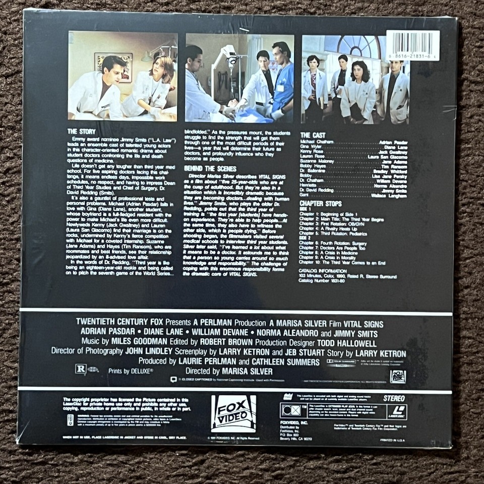 Vital Signs (1990) Laserdisc Jimmy Smits -Tested Diane Lane Adrian ...