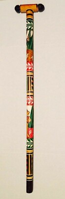 T Handle Hand Carved Painted Authentic Mexican Walking Cane Stick Staff ...