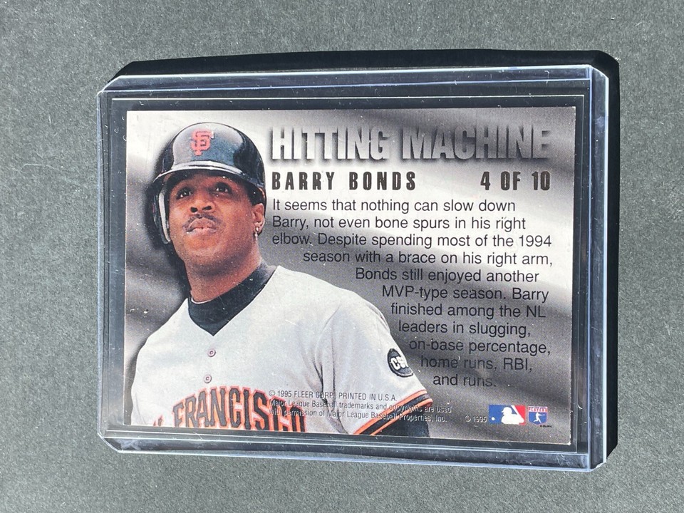 1995 Fleer Ultra Baseball Hitting Machine Barry Bonds #4 SF Giants | eBay