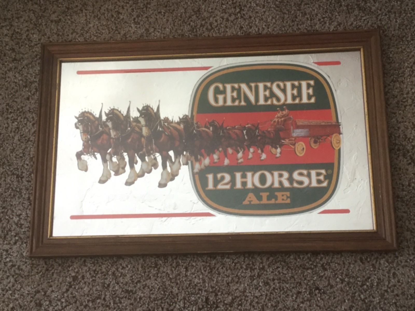 Vintage Genesee 12 Horse Ale Mirror. 22” L x 14” H. By Mirror Dynamins ...