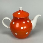 Vintage 50s Soviet MCM Dulevo Orange Polka Dot Teapot Creamer Sugar Tea ...