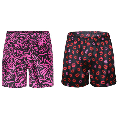Mens Silky Satin Boxer Shorts Underwear Lips Printed Pajamas Bottoms ...