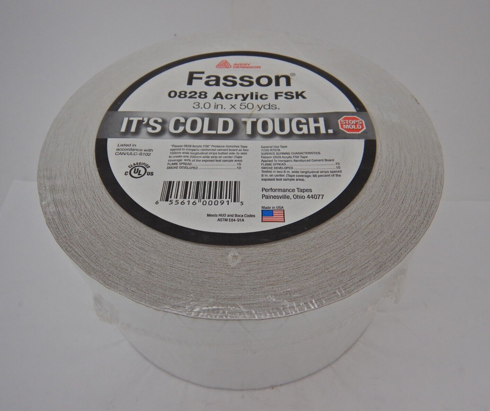 Fasson 0828 Acrylic FSK 3.0" In X 50 Yards Roll Cold Tough TAPE Avery ...