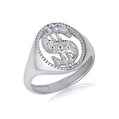 Sterling Silver Diamond Cut Money Dollar Sign Textured Ring | eBay