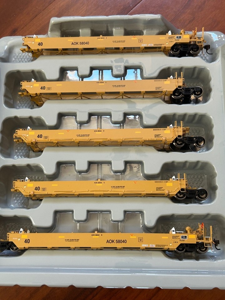 ARKANSAS OKLAHOMA RR GUNDERSON 5 CAR MAXI I WELL DOUBLE STACK CARS HO ...