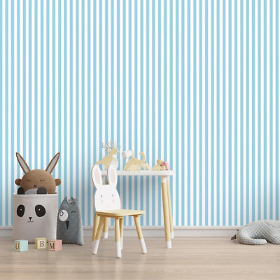 Baby Blue Stripe Wallpaper White Stripe Smooth Paste The Paper Kids ...