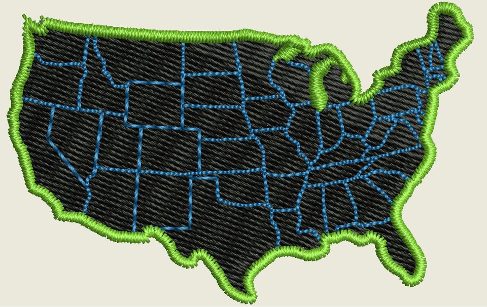 155 State & USA Outlines Machine Embroidery Designs - CD/USB/Floppy ...