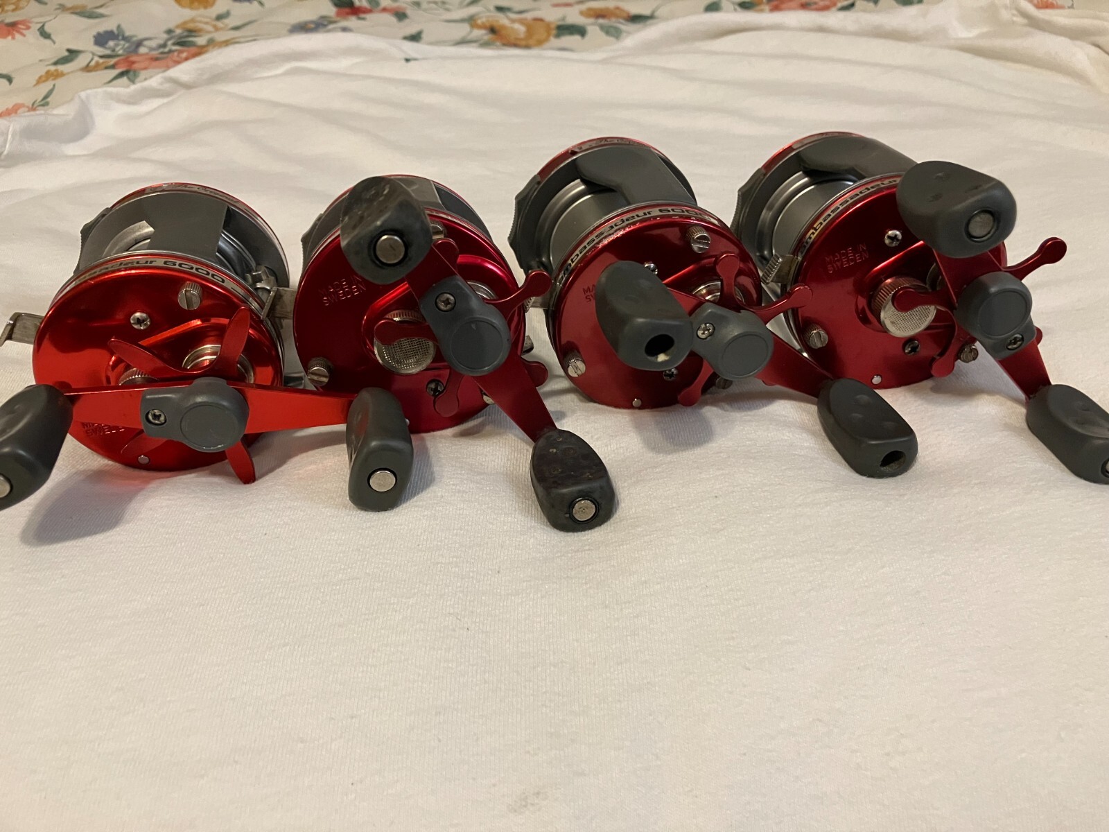 Matching Set of 4 Abu Garcia Ambassadeur 6000 Red Baitcasters | eBay