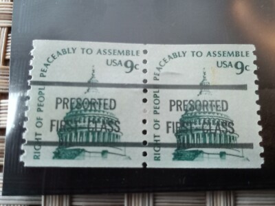 1616b - 9c U.S. Stamp "Presorted First Class" Precancel Pair Capitol ...
