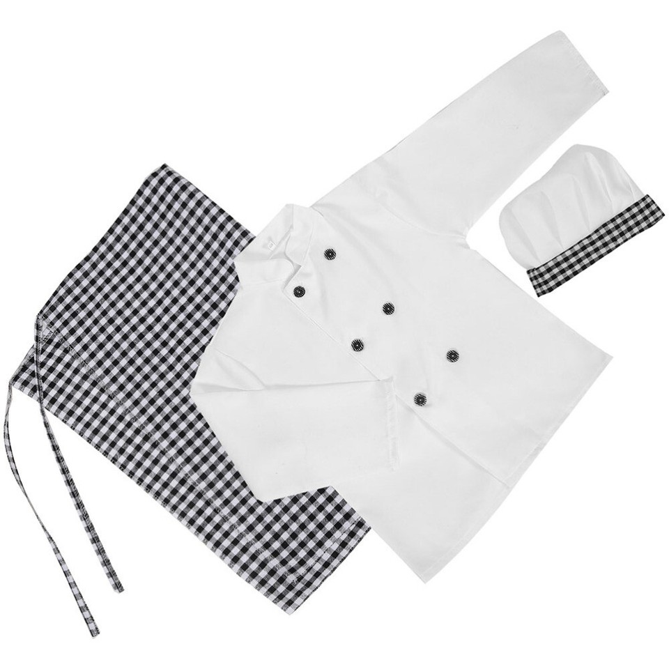 1 Set of Unisex Kids Cook Chef Cosplay Chef Outfit with Apron Hat Kids ...