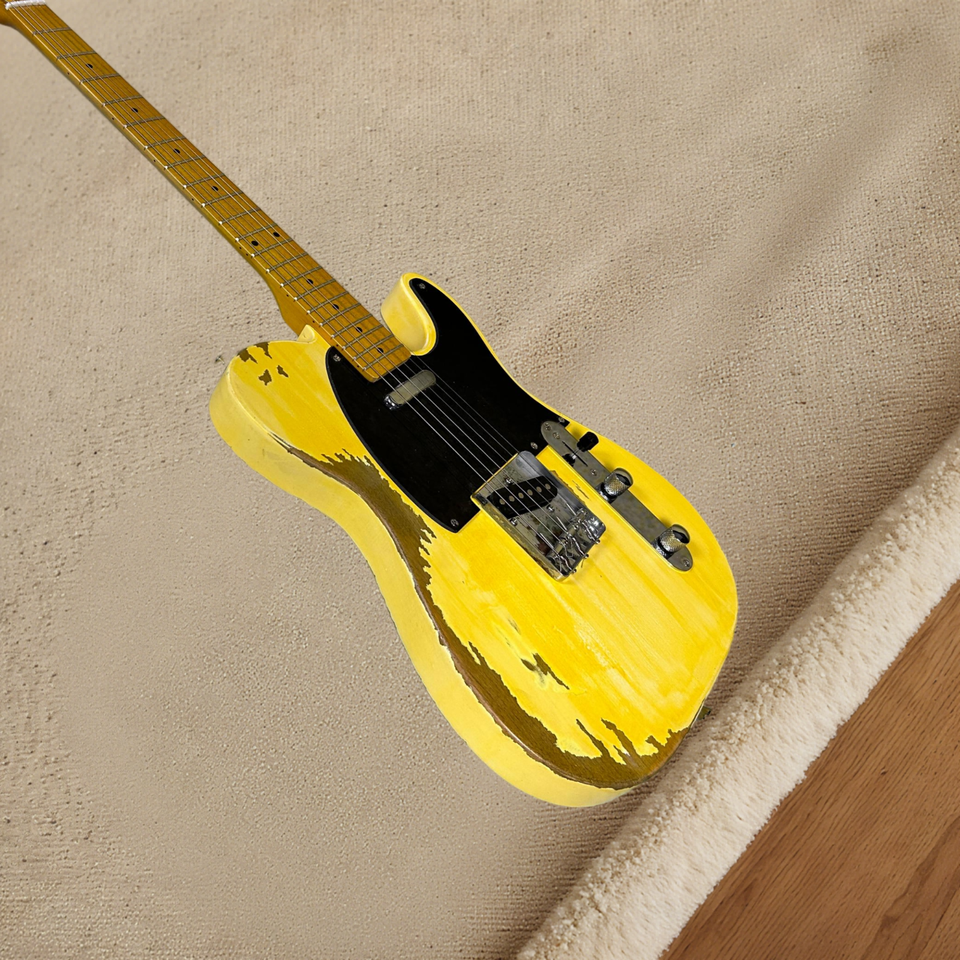 Relic Electric Guitar Yellow Color Alder Body Maple Fretboard 21 Frets ...