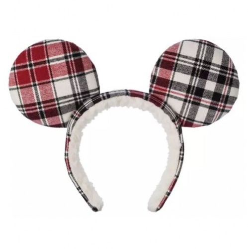 2022 Disney Parks Mickey Mouse Holiday Plaid Fuzzy Christmas Ears ...
