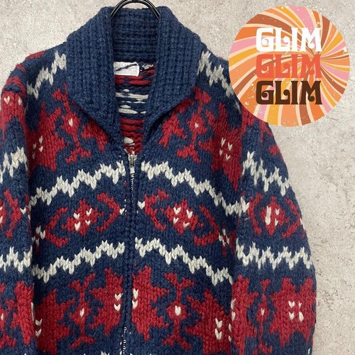 clothing Vintage all over pattern wool ethnic native Cowichan knit men ...