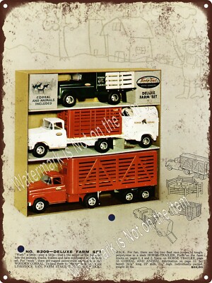 1958 Tonka Toy Deluxe Farm Set Horse Trailer Truck Metal Sign 9x12 ...