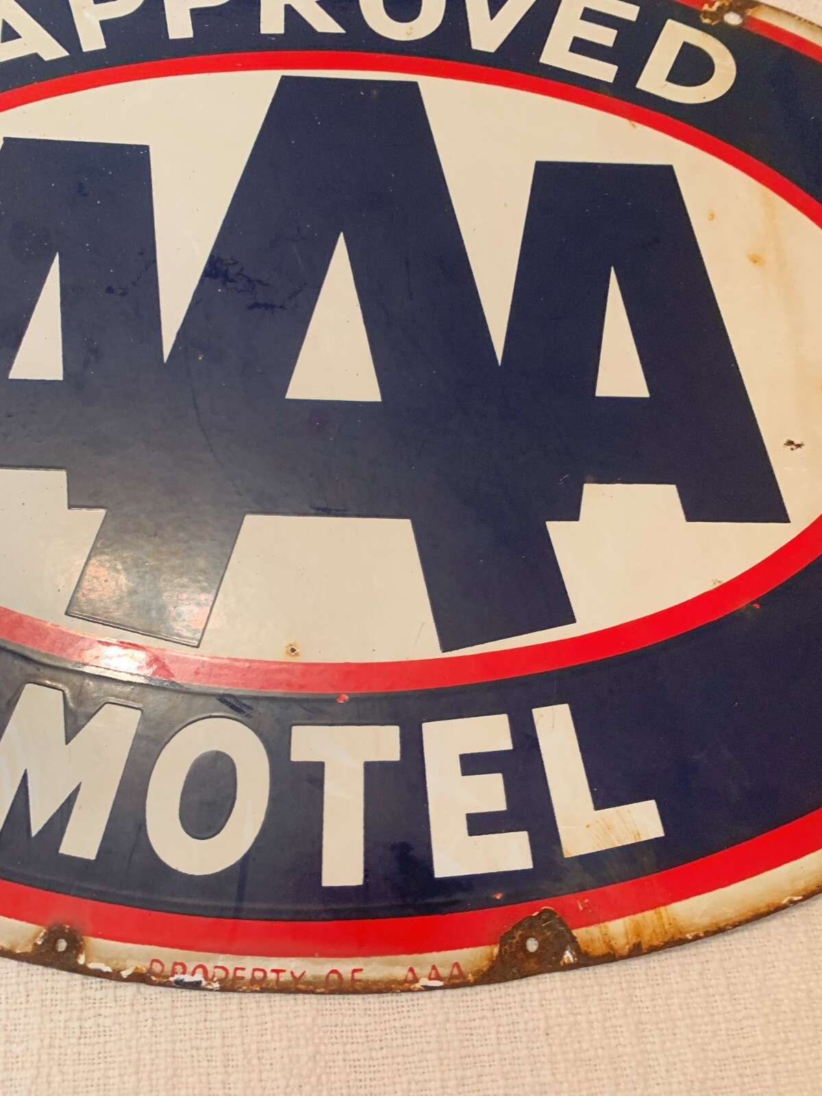 LARGE Vintage Double Sided AAA "Approved Motel" Sign - Porcelain ...