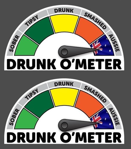 2 PK DRUNK O'METER FUNNY AUSSIE AUSTRALIAN FLAG 4x4 ute Car Sticker ...