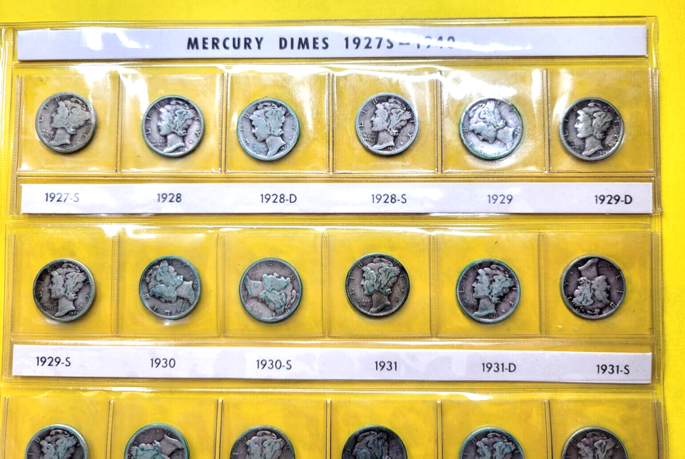 Complete Set Mercury Dimes 1916-1945 75 Coins Missing 2 Incl. 1916D ...