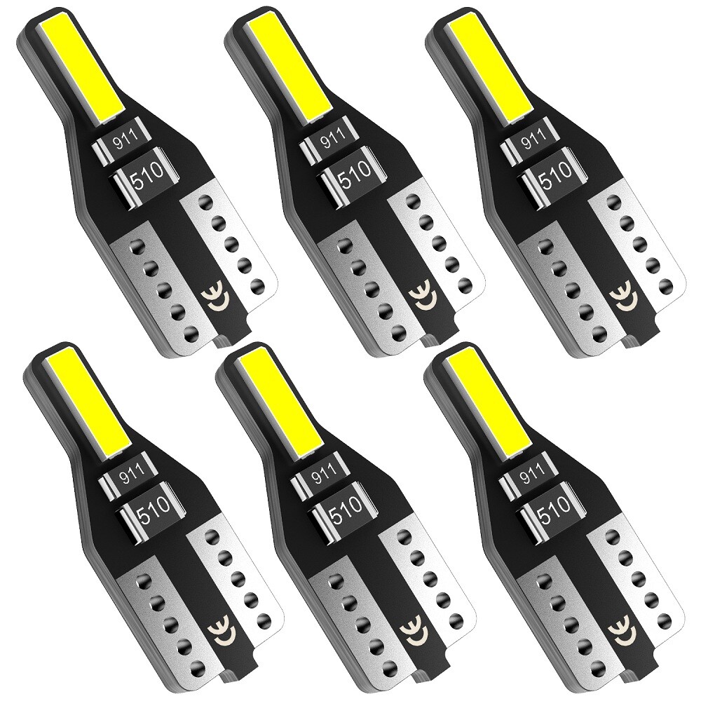 AUXITO 10pc T10 LED White Interior Light Parker Bulb Wedge Globe Canbus ...