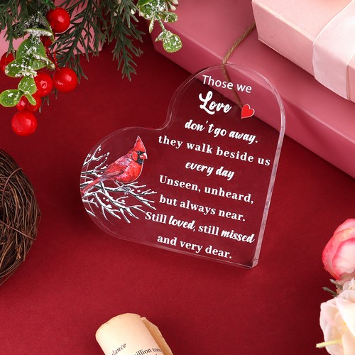 Red Cardinal Memorial Bereavement Present Acrylic Heart Condolence ...