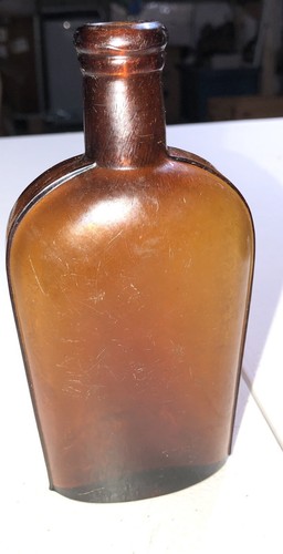 1890s STRAP SIDED AMBER GLASS WHISKEY PINT FLASK | eBay